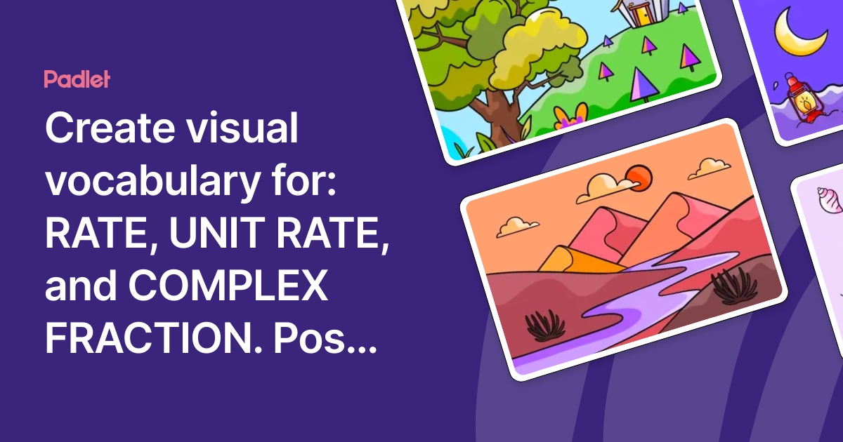 Create visual vocabulary for: RATE, UNIT RATE, and COMPLEX FRACTION ...