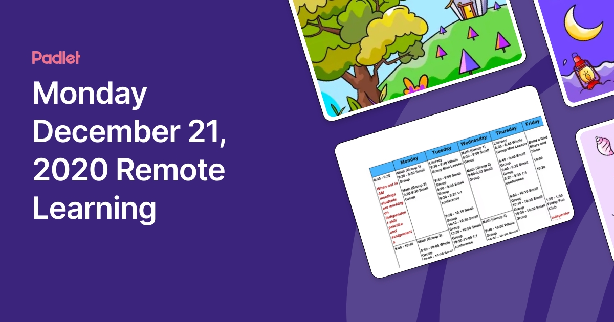 Monday December 21, 2020 Remote Learning