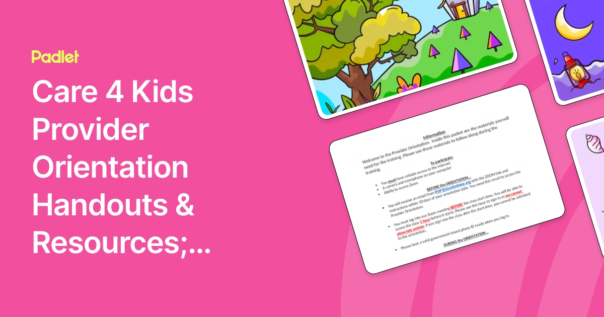 Care 4 Kids Provider Orientation Handouts & Resources; Folletos y ...