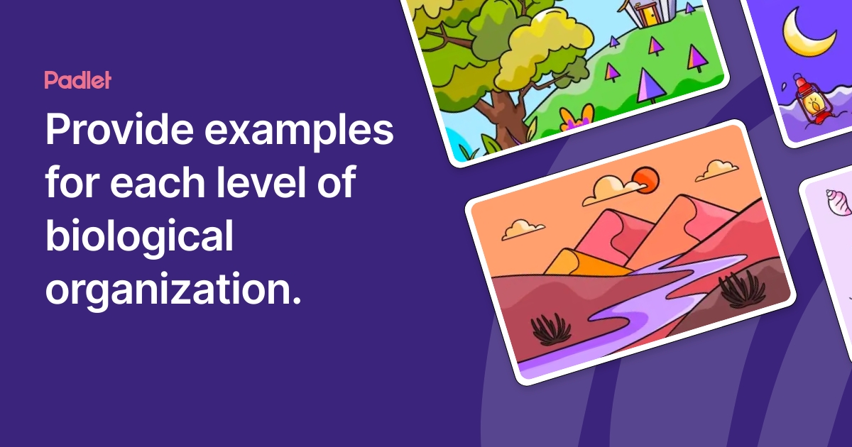 Provide examples for each level of biological organization.