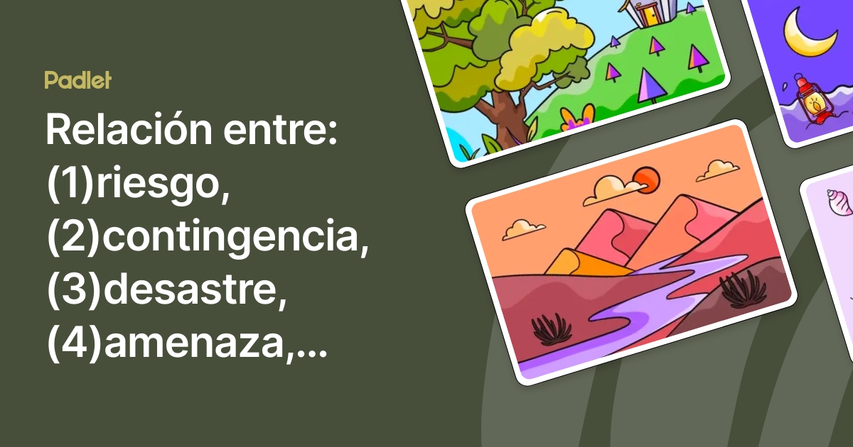 Relación entre: (1)riesgo, (2)contingencia, (3)desastre, (4)amenaza, (5)siniestro y demás conceptos