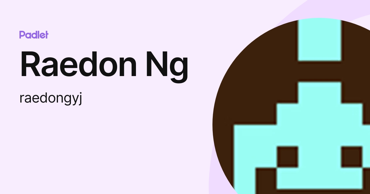 Raedon Ng (raedongyj) profile | Padlet