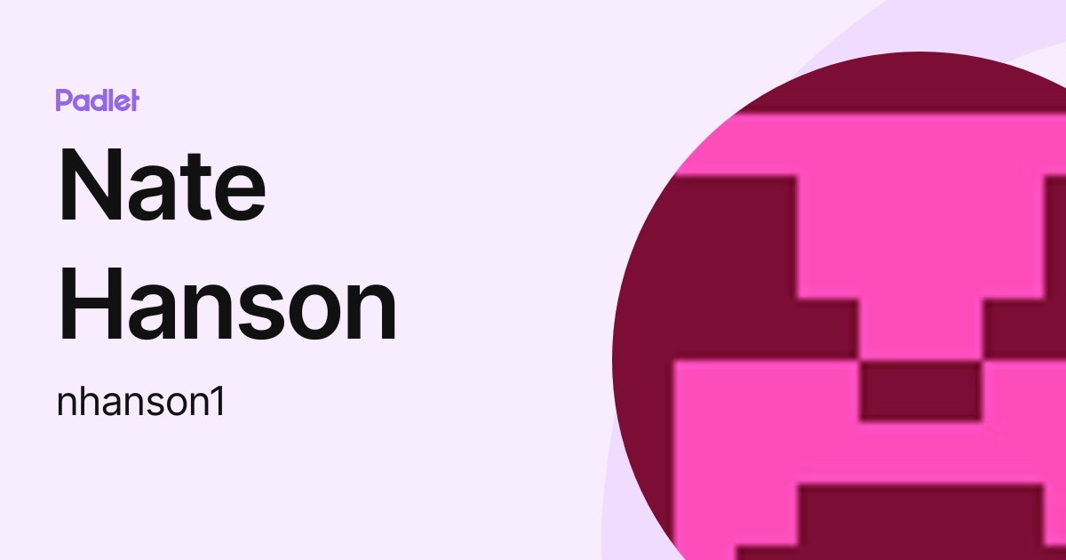 Nate Hanson (nhanson1) profile | Padlet