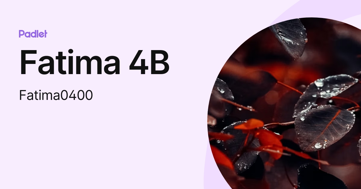 Fatima 4B (Fatima0400) profile | Padlet