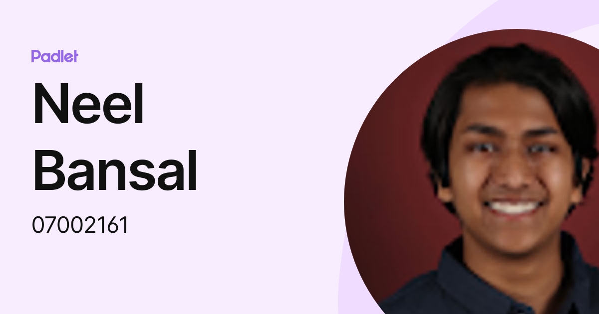 Neel Bansal (07002161) profile | Padlet