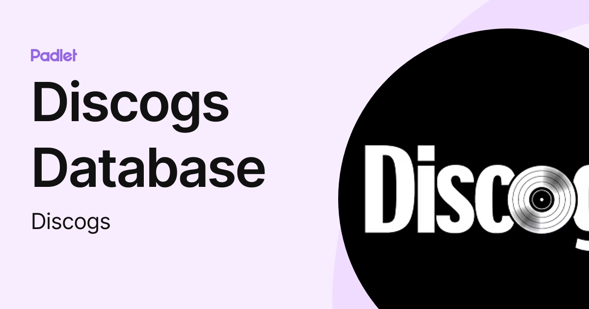 Discogs Database (Discogs) profile | Padlet