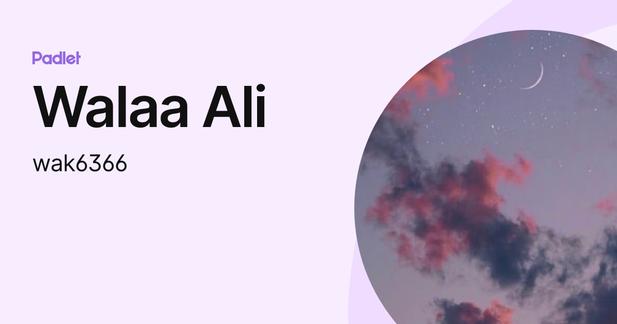 Walaa Ali (wak6366) profile | Padlet