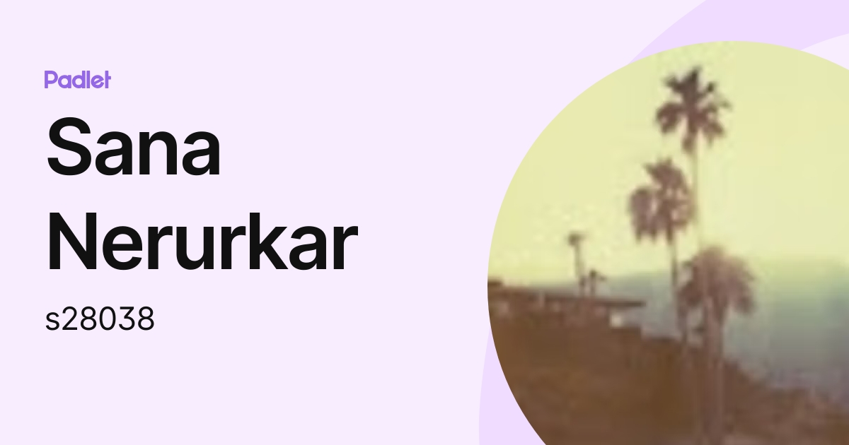 Sana Nerurkar (s28038) profile | Padlet