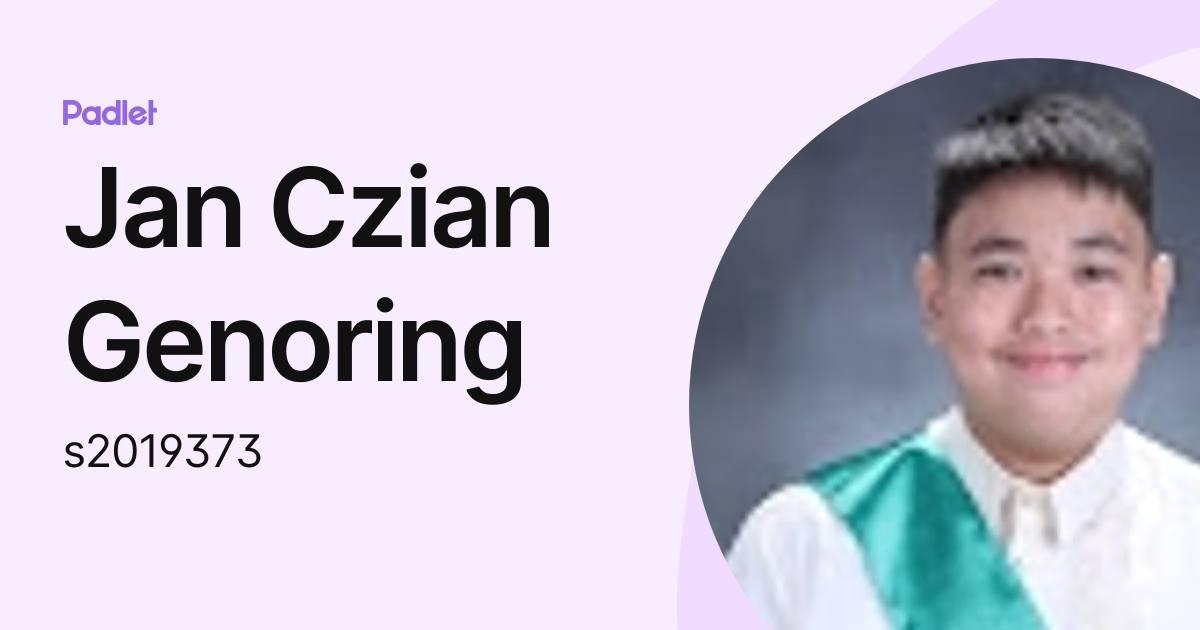 Jan Czian Genoring (s2019373) profile | Padlet