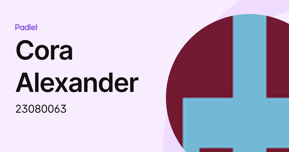 Cora Alexander (23080063) profile | Padlet