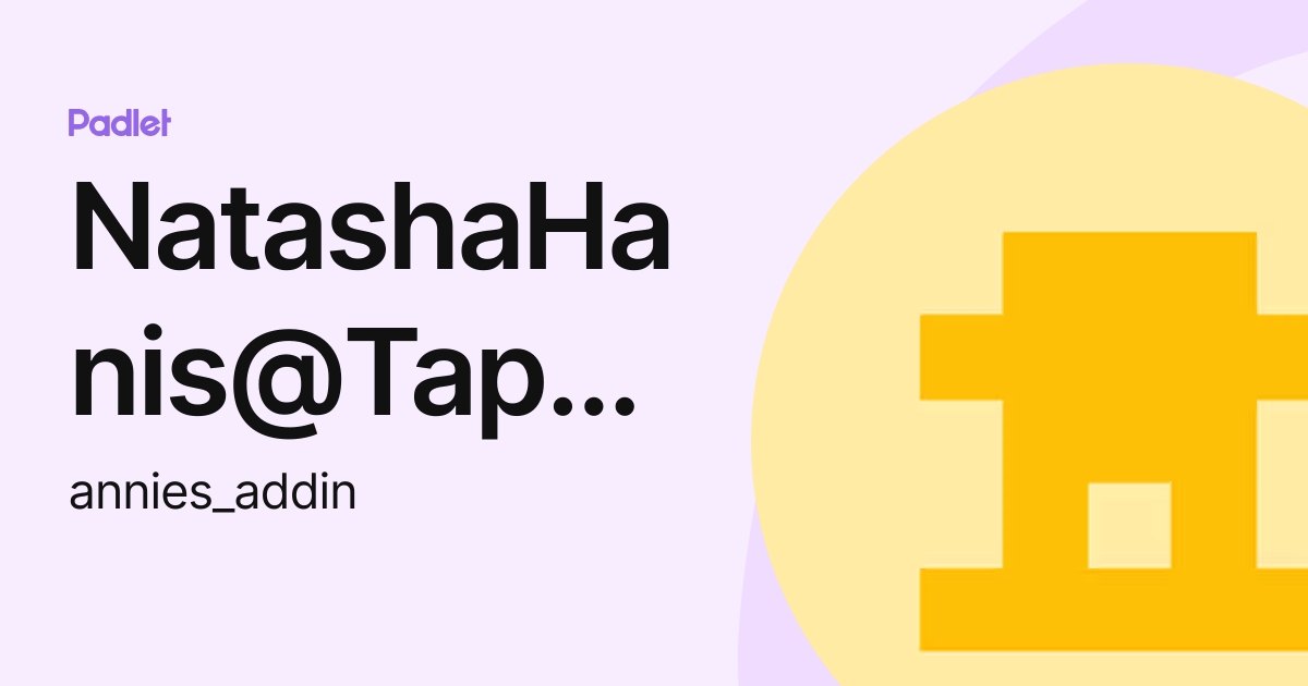 NatashaHanis@Tapah (annies_addin) profile | Padlet