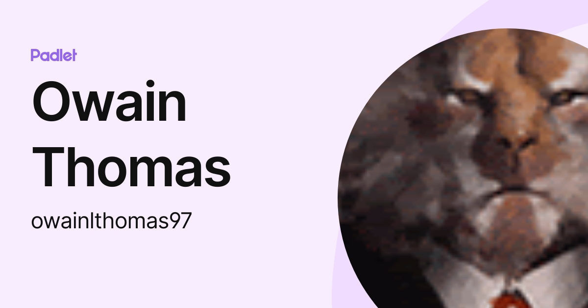 Owain Thomas (owainlthomas97) profile | Padlet