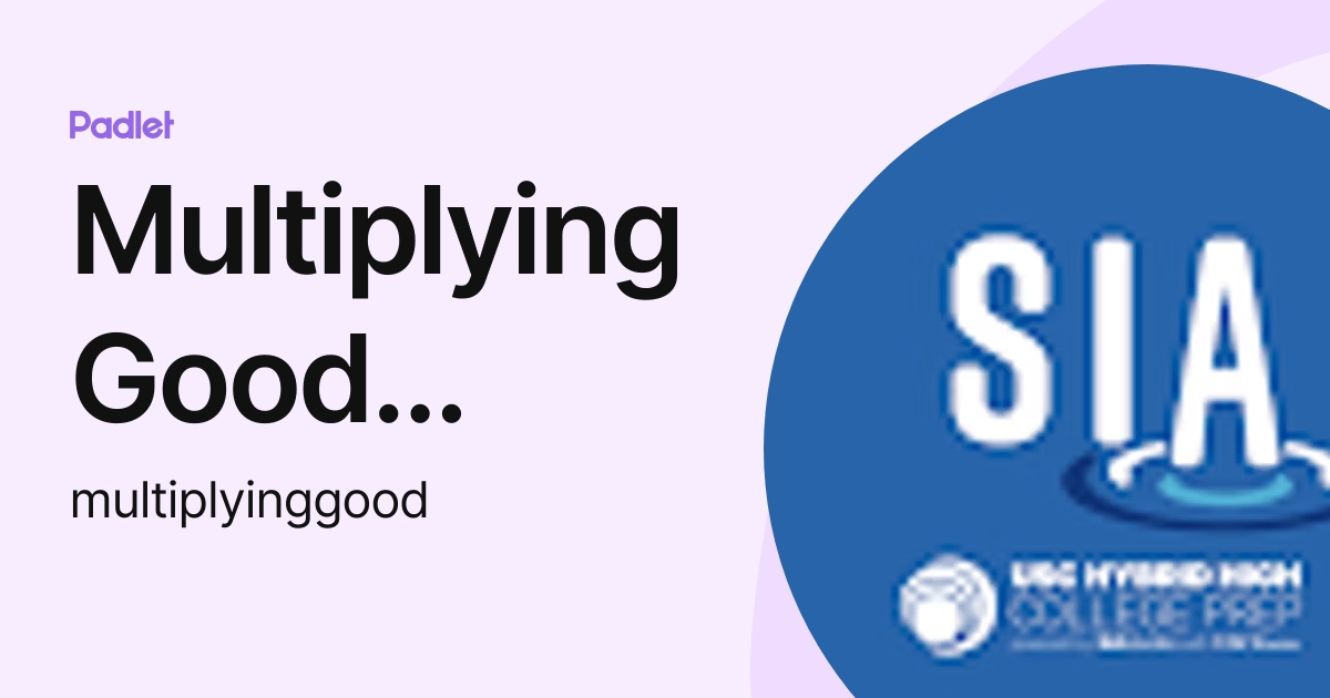 Multiplying Good Hybrid (multiplyinggood) profile | Padlet