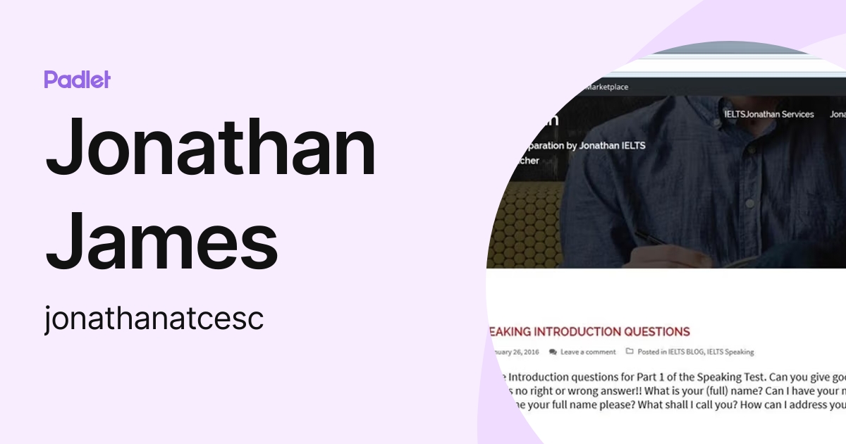 Jonathan James (jonathanatcesc) profile | Padlet