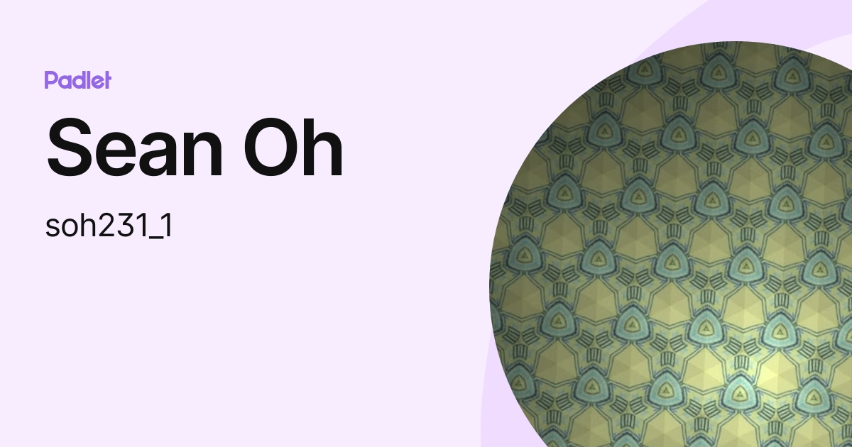 Sean Oh (soh23) profile | Padlet