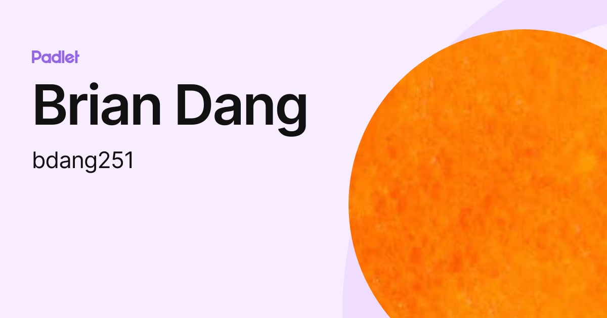 Brian Dang (bdang251) profile | Padlet