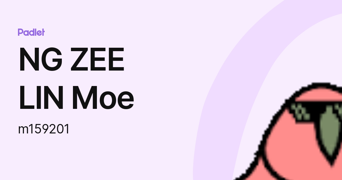 NG ZEE LIN Moe (m159201) profile | Padlet