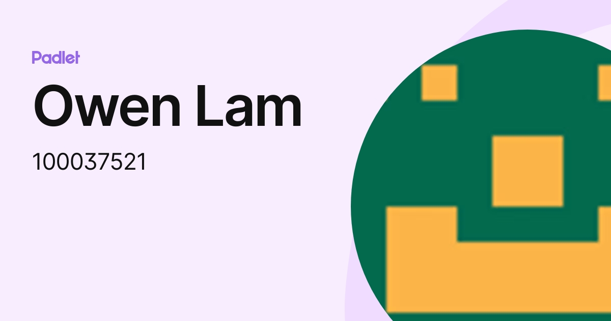 Owen Lam (100037521) profile | Padlet