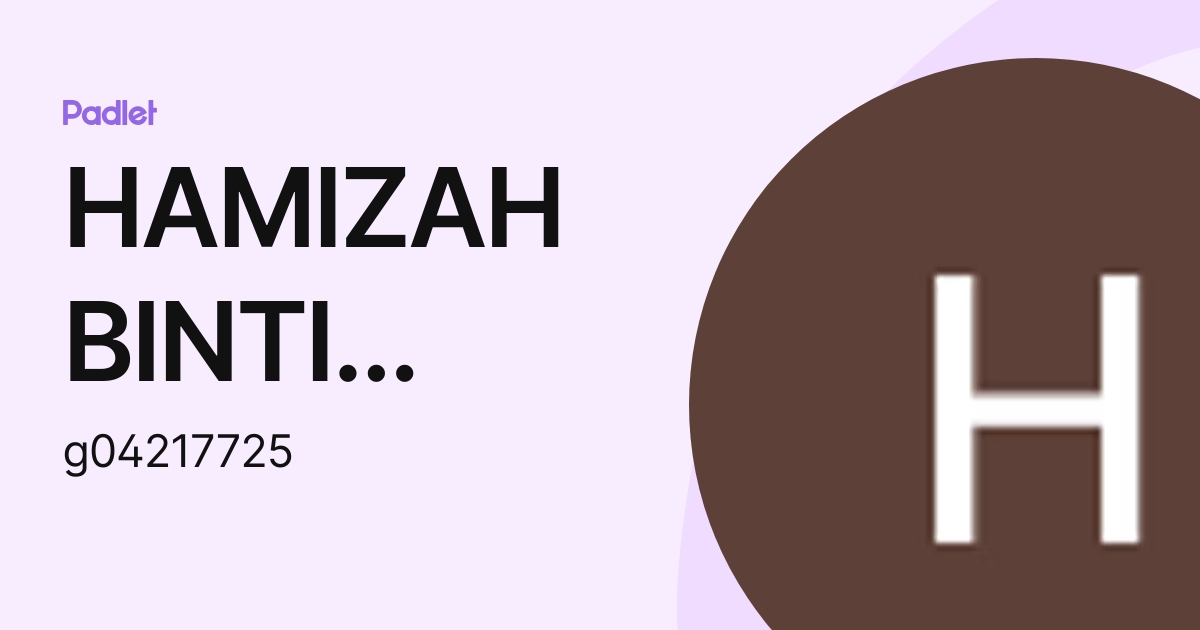 Hamizah Binti Hamdi Abdul Rashid Moe G04217725 Profile Padlet