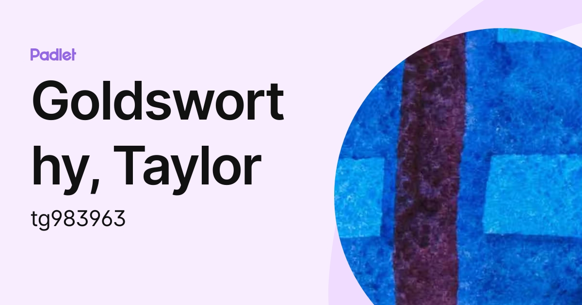 Goldsworthy, Taylor (tg983963) profile | Padlet