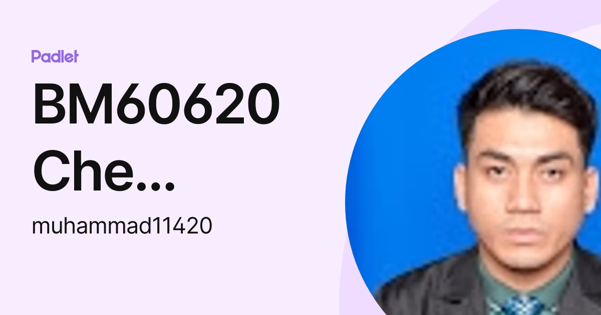 BM60620 Che Muhammad Hafis Bin Che Jazlan (muhammad11420) profile | Padlet