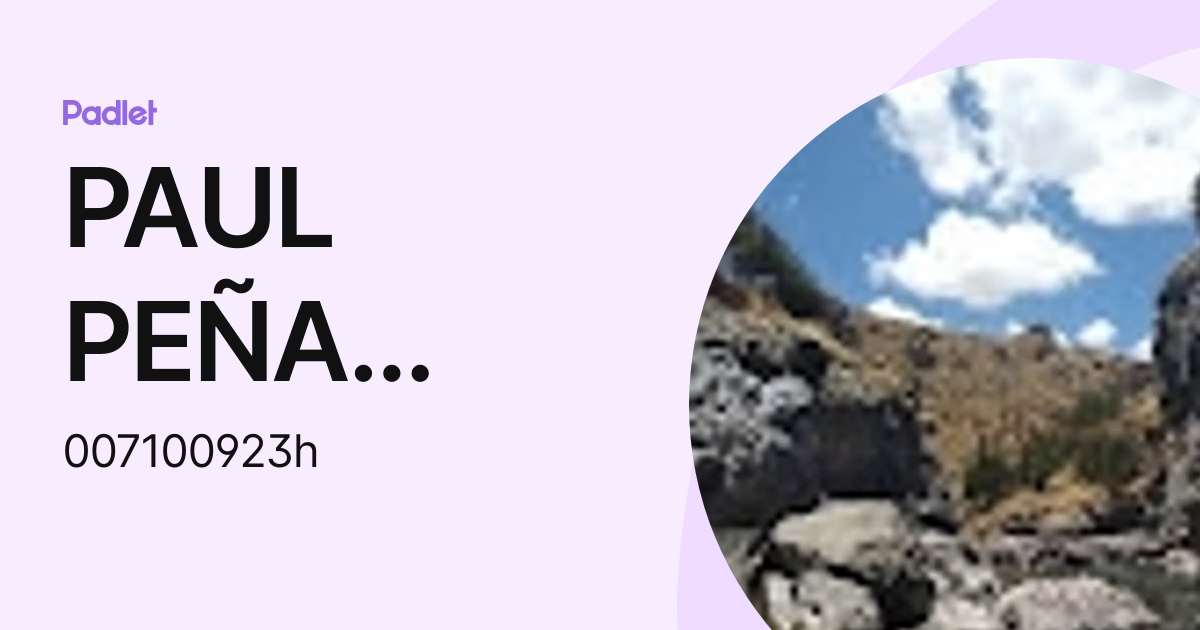 PAUL PEÑA MANRIQUE (007100923h) profile | Padlet