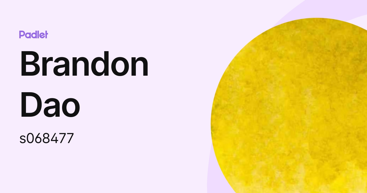 Brandon Dao (s068477) profile | Padlet