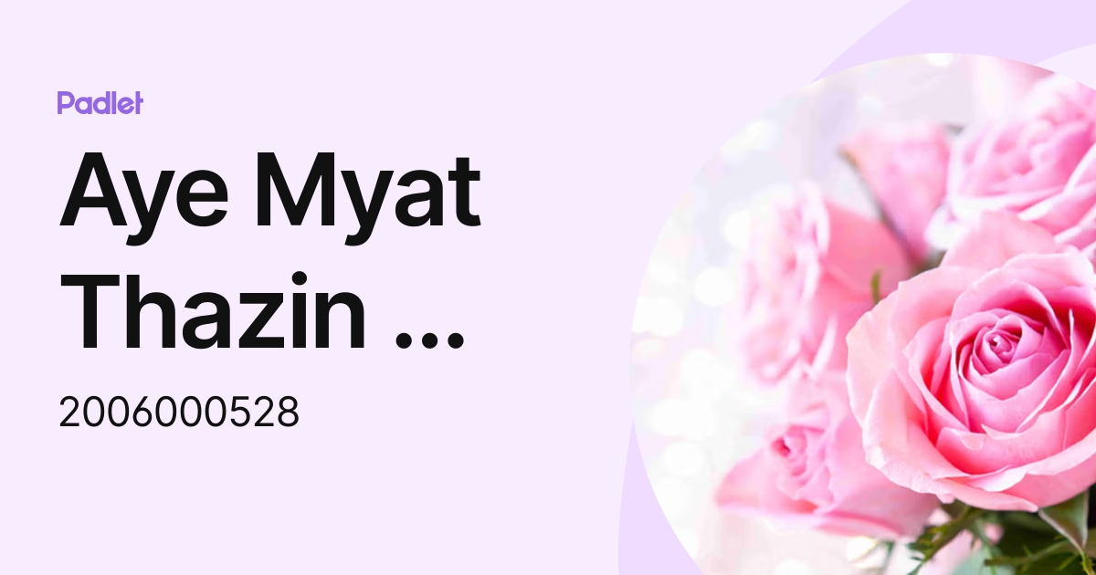 Aye Myat Thazin @ Ariel (2006000528) profile | Padlet