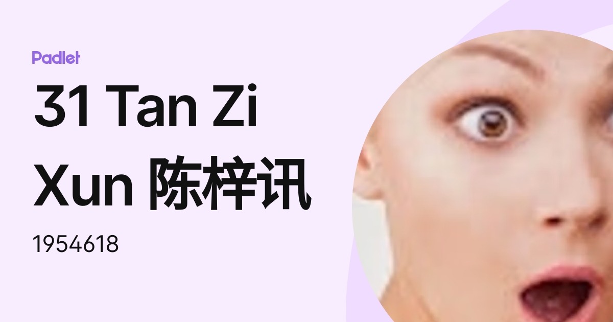 31 Tan Zi Xun 陈梓讯 (1954618) profile | Padlet