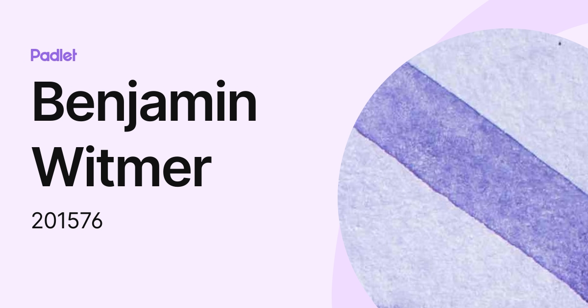 Benjamin Witmer (201576) profile | Padlet