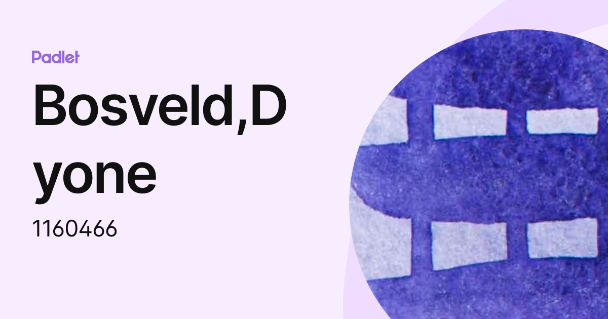 Bosveld,Dyone (1160466) profile | Padlet