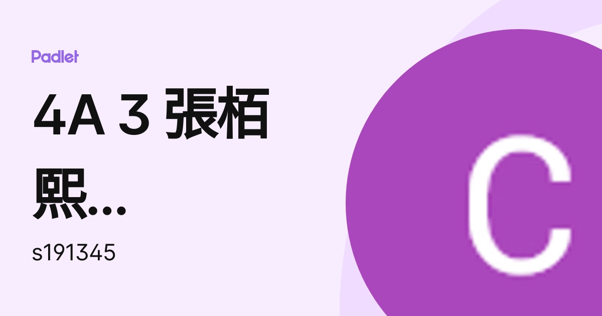 4A 3 張栢熙 CHEUNG PAK HEI (s191345) profile | Padlet