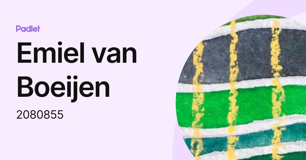 Emiel van Boeijen (2080855) profile | Padlet