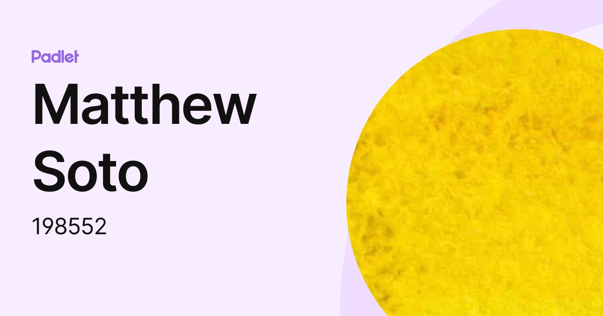 Matthew Soto (198552) profile | Padlet