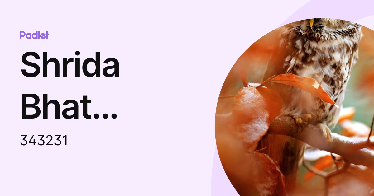 Shrida Bhat (CMS) (343231) profile | Padlet