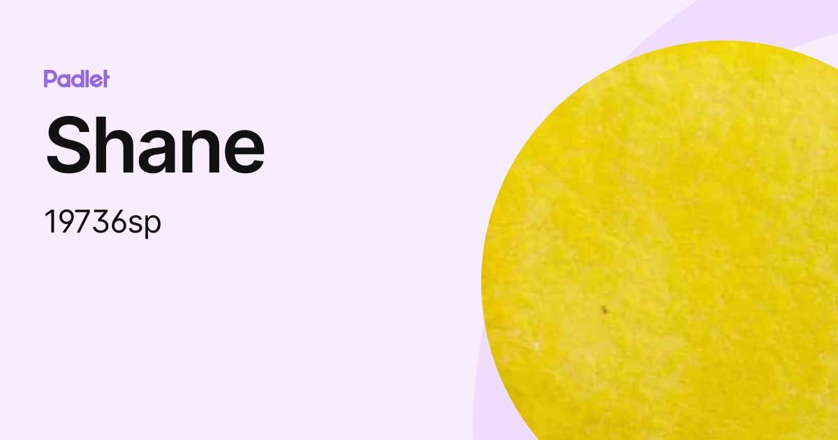 Shane (19736sp) profile | Padlet