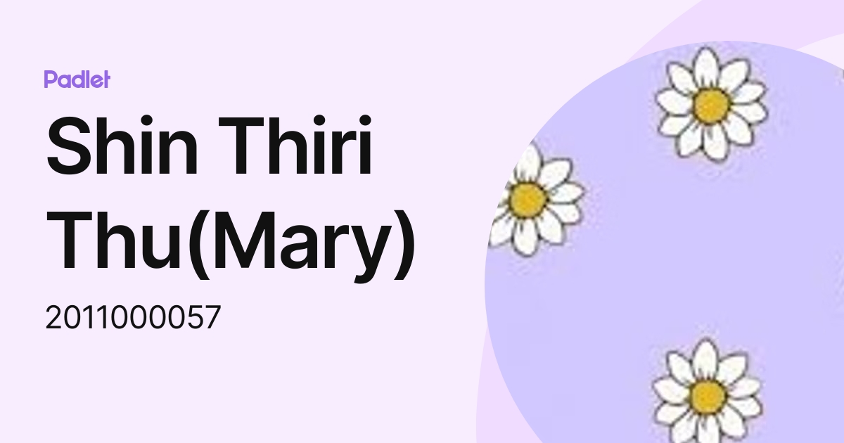 Shin Thiri Thu(Mary) (2011000057) profile | Padlet