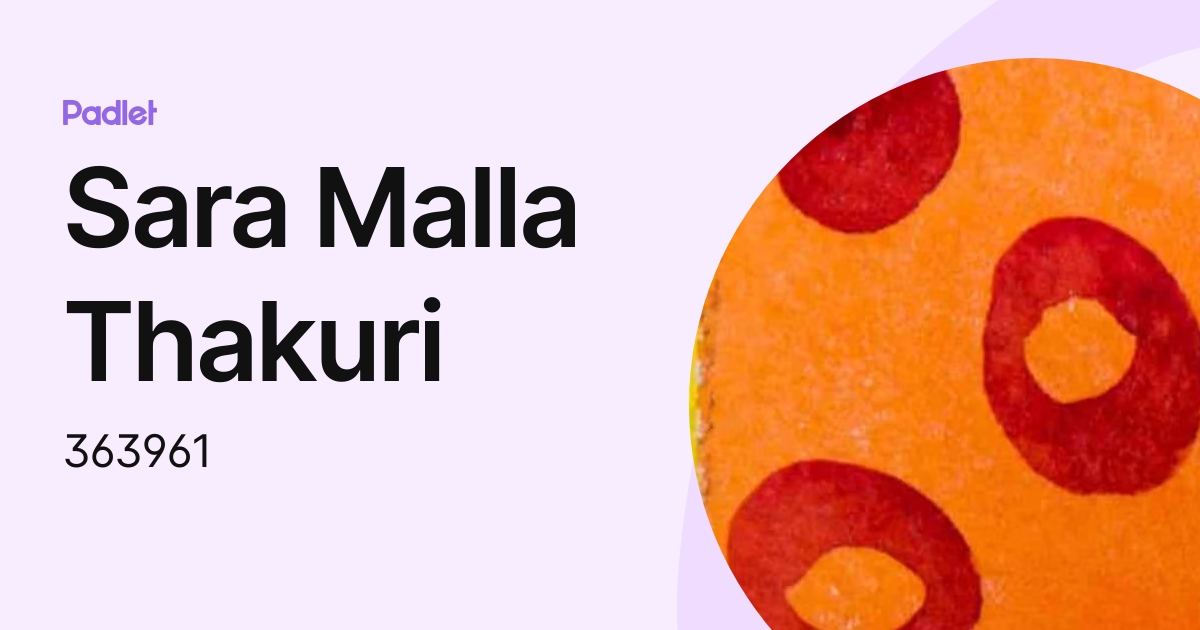 Sara Malla Thakuri (363961) profile | Padlet