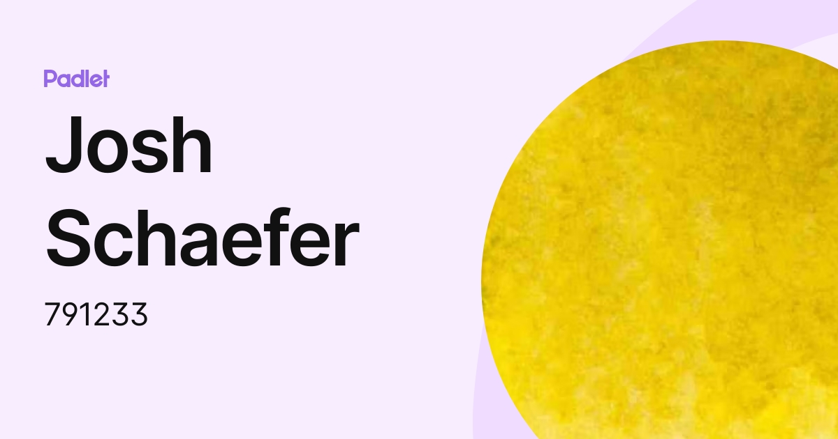 Josh Schaefer (791233) profile | Padlet