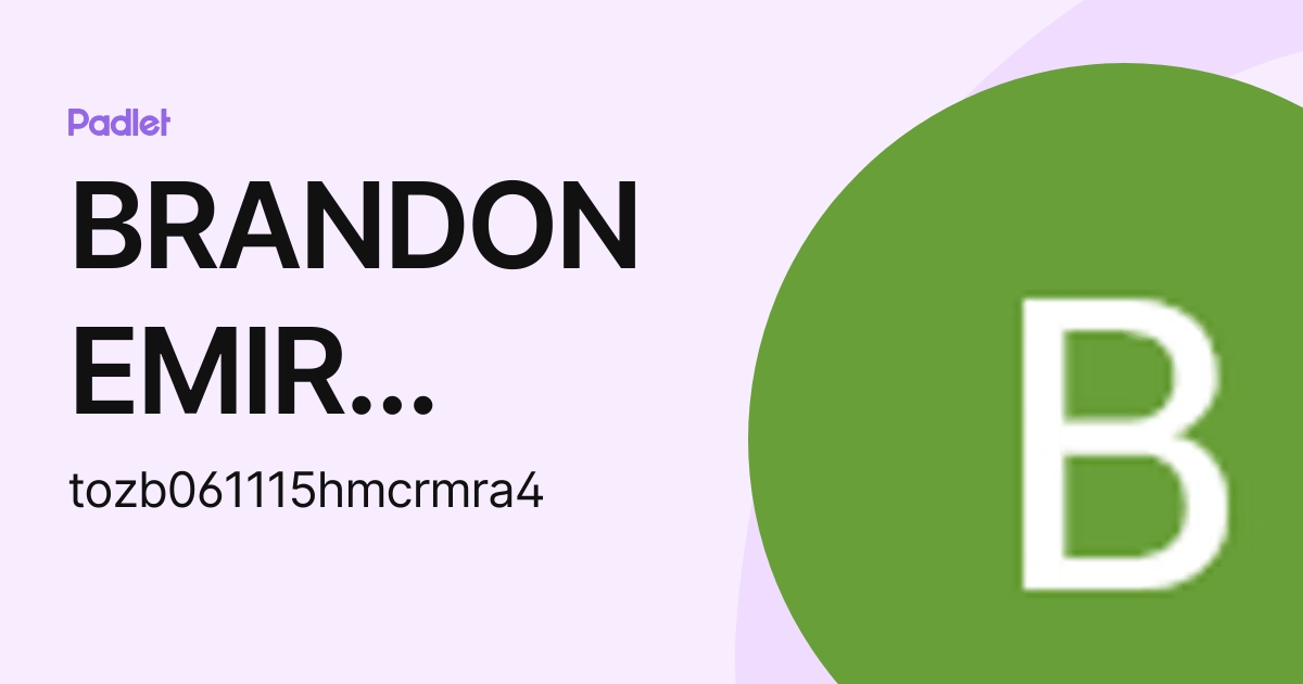 BRANDON EMIR TORRES ZAMUDIO (tozb061115hmcrmra4) profile | Padlet