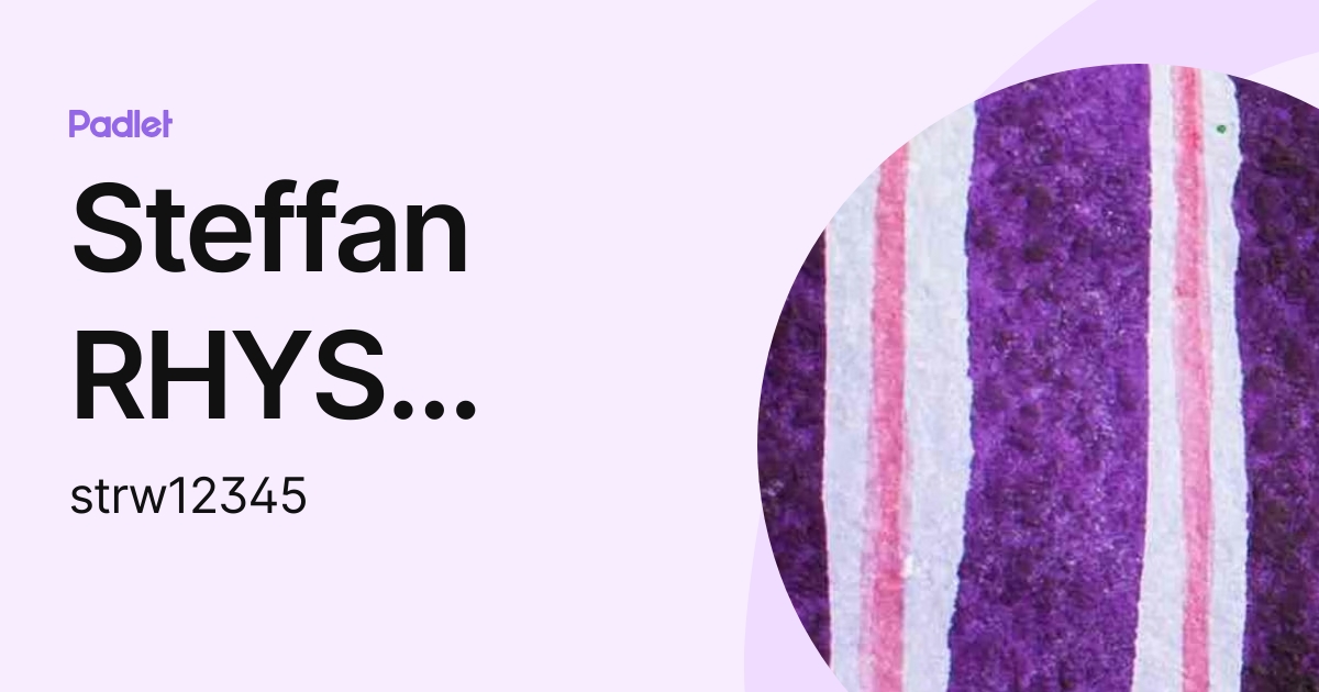 Steffan RHYS Williams (strw12345) profile | Padlet