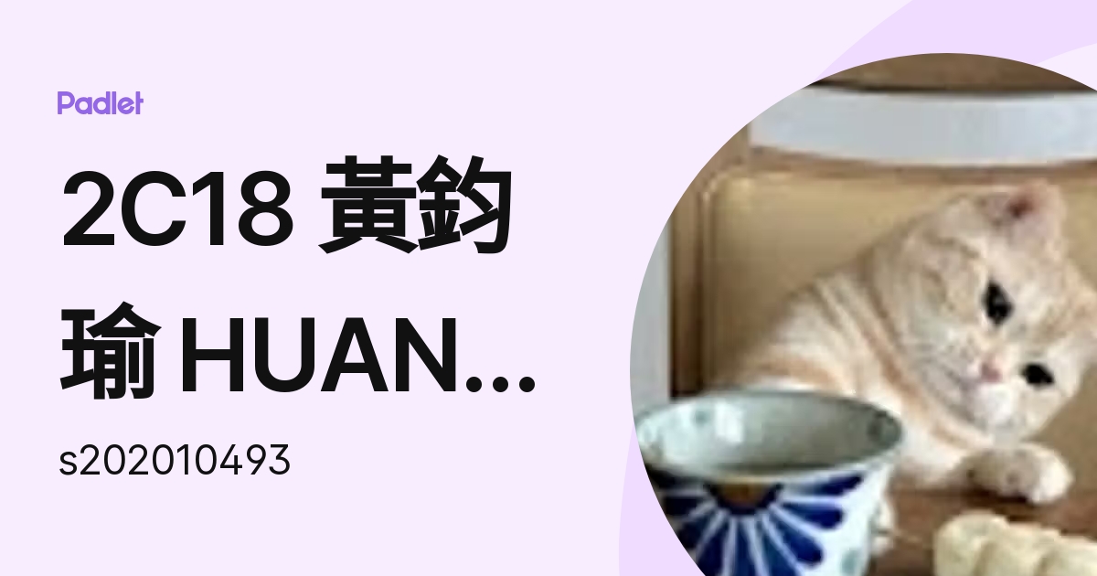 2C18 黃鈞瑜 HUANG KWAN YU (s202010493) profile | Padlet