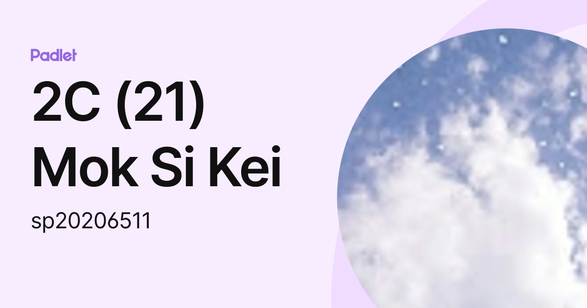2C (21) Mok Si Kei (sp20206511) profile | Padlet