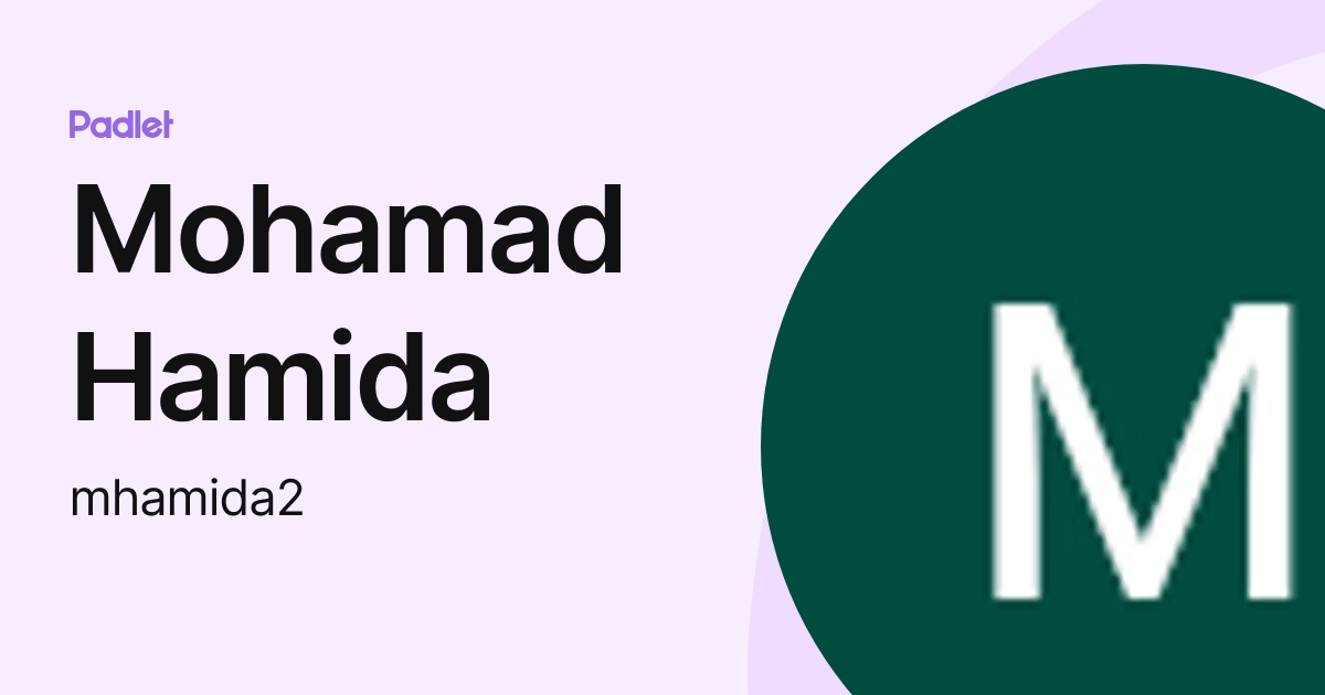 Mohamad Hamida (mhamida2) profile | Padlet