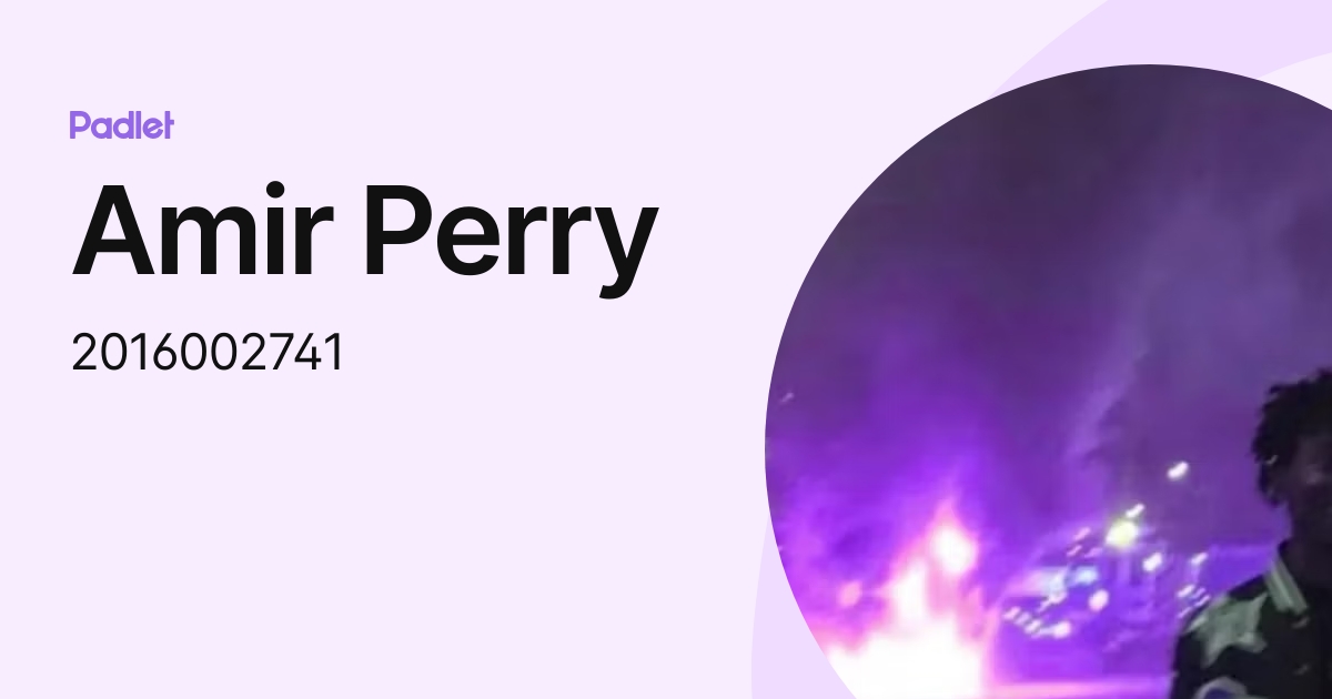 Amir Perry (2016002741) profile | Padlet