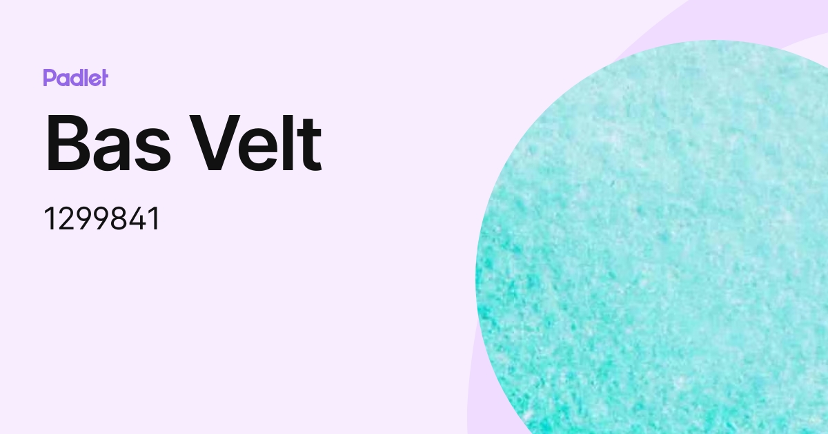 Bas Velt (1299841) profile | Padlet