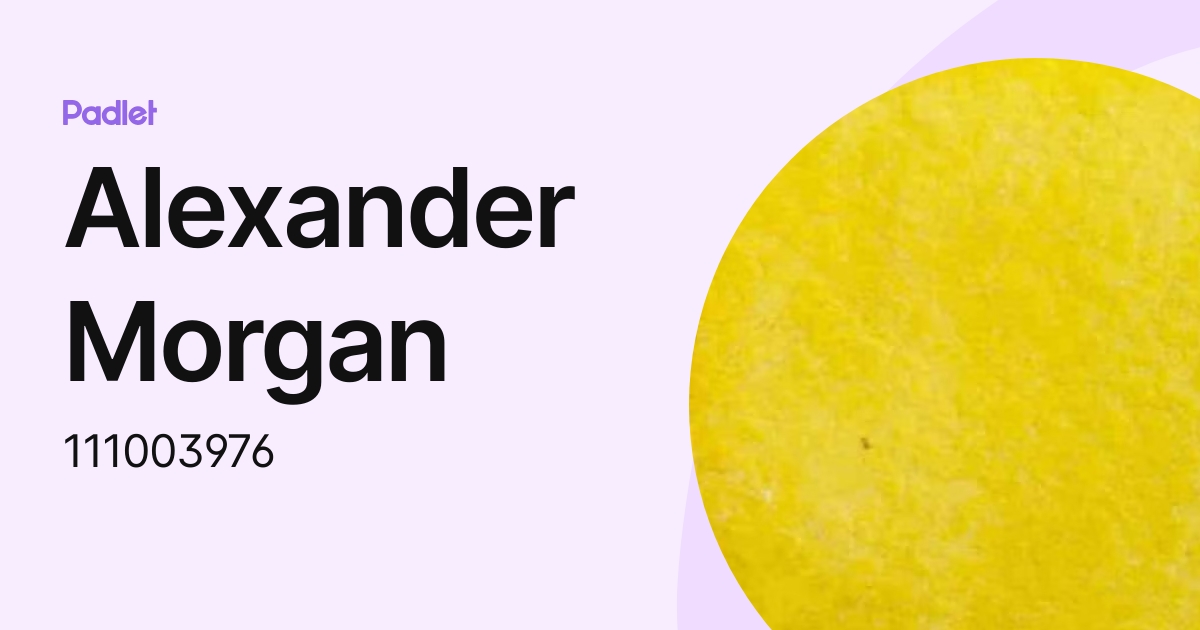 Alexander Morgan (111003976) profile | Padlet