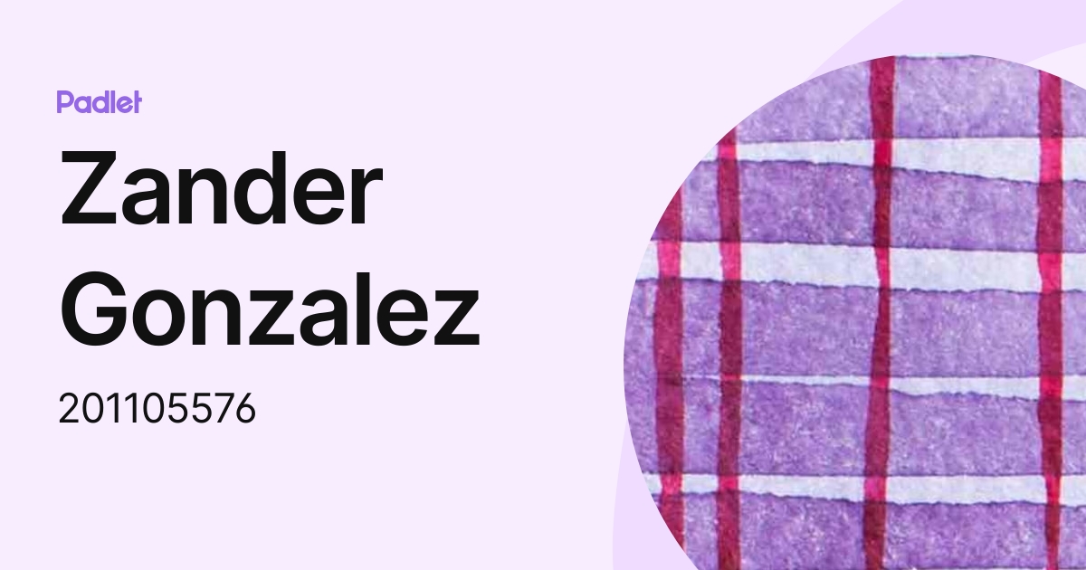 Zander Gonzalez (201105576) profile | Padlet