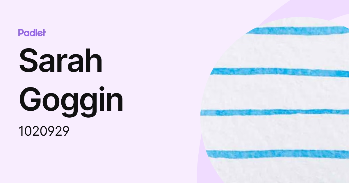 Sarah Goggin (1020929) profile | Padlet