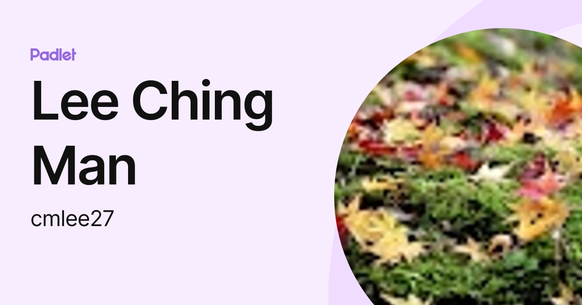 Lee Ching Man (cmlee27) profile | Padlet